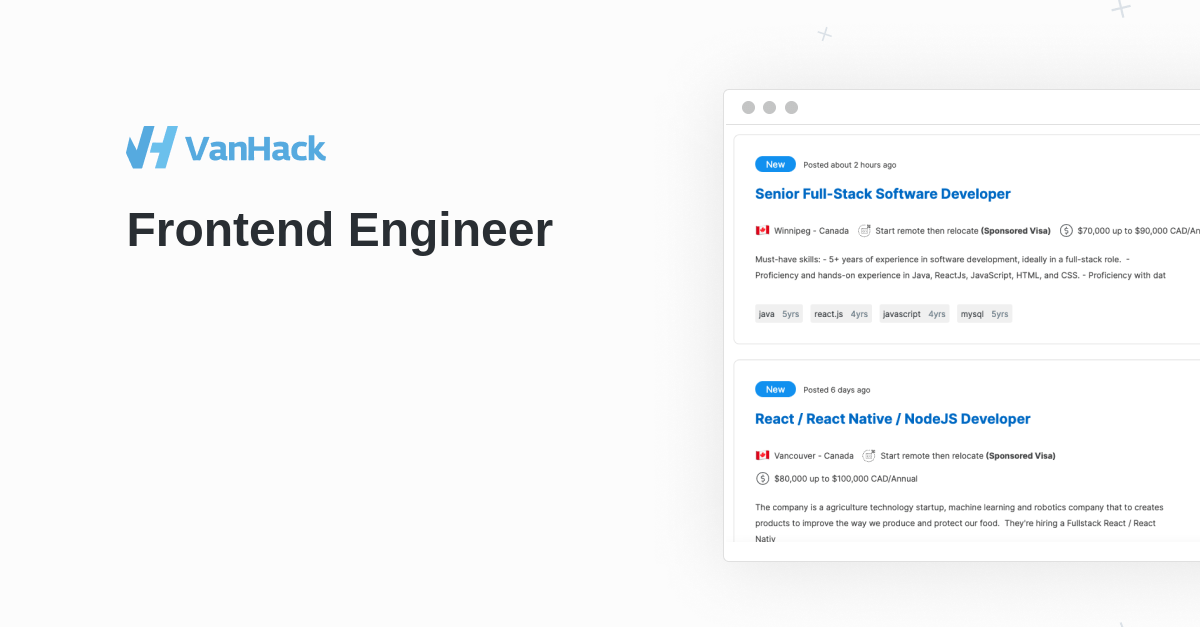 Frontend Engineer Vanhack